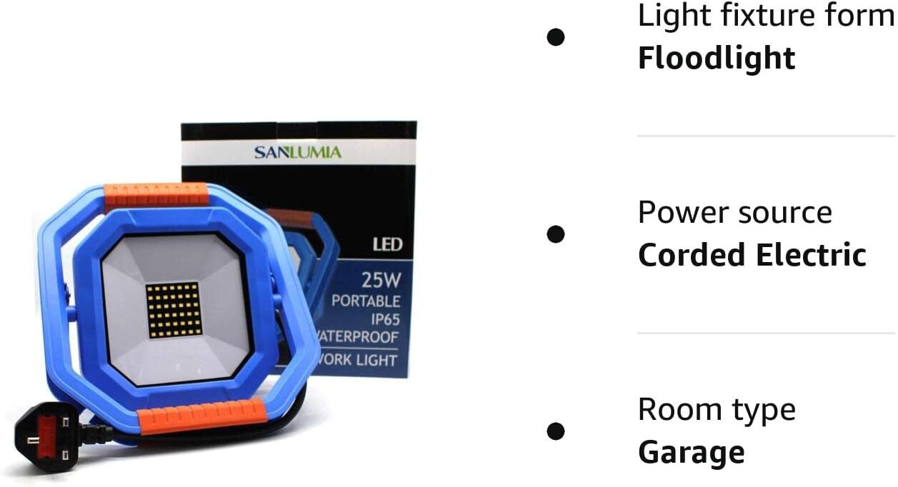 SANLUMIA 25W LED Work Light, Portable & Foldable Floodlight, IP65 ...