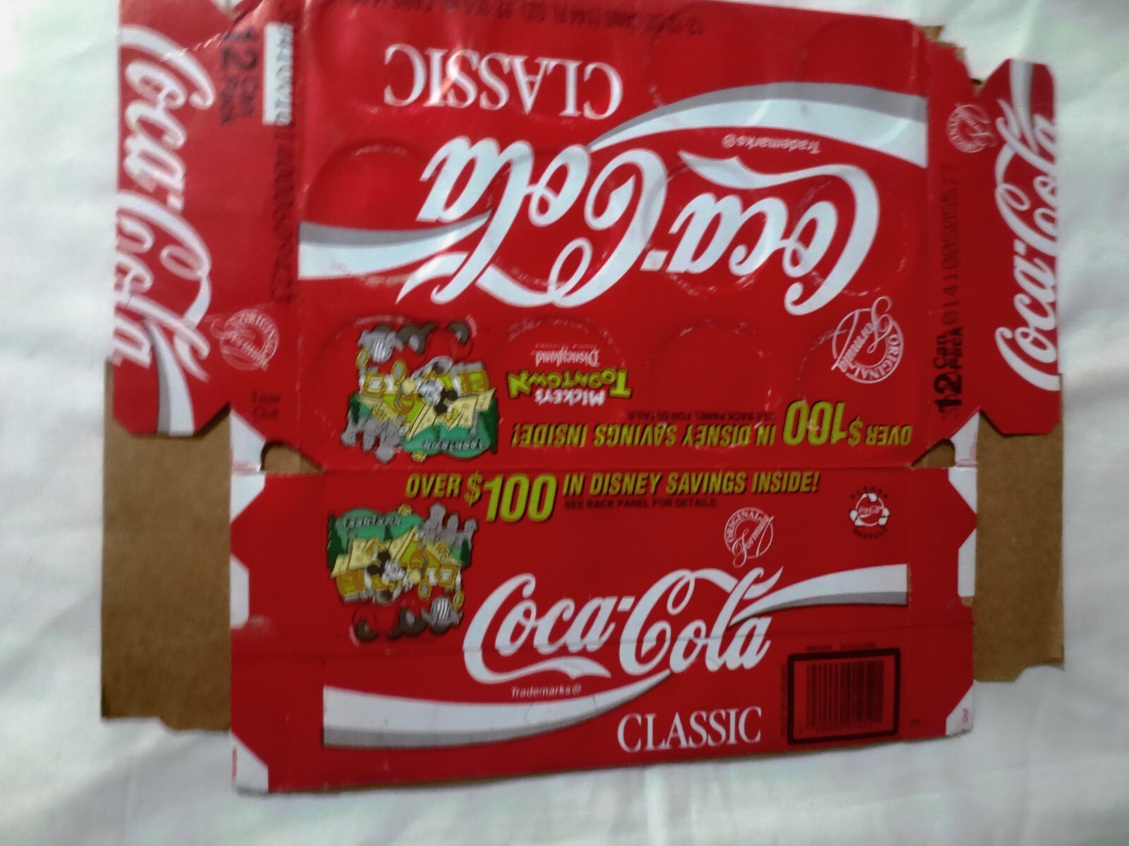 Coca-Cola Classic Paperboard Package for 12 12oz Cans Mickey's Toontown ...