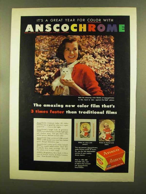 1956 Ansco Anscochrome Color Film Ad - Great Year | eBay