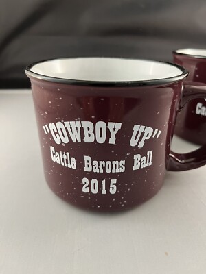 “Cowboy Up” 2015 Cattle Barons Ball Ceramic Mugs (Set of 2!) Maroon ...