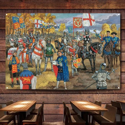 Medieval Knights Tapestry Wall Art Crusader Flag Posters Decor Vintage ...