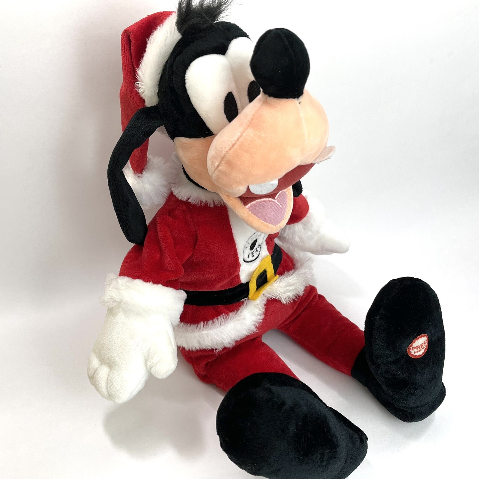 Disney Tickle Me GOOFY Santa Laughs Talks Animated Plush Toy Hallmark ...