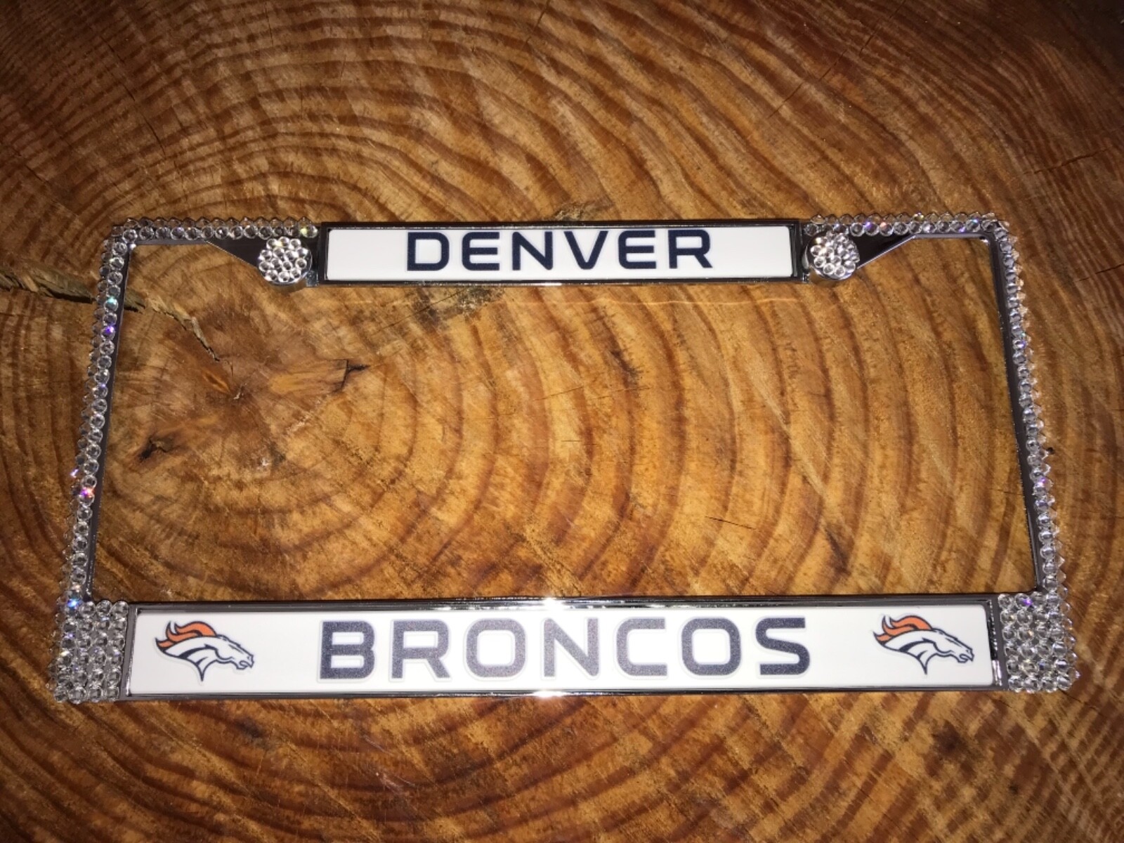 Denver Broncos Bling License Plate Frame Made With Swarovski Crystal ...