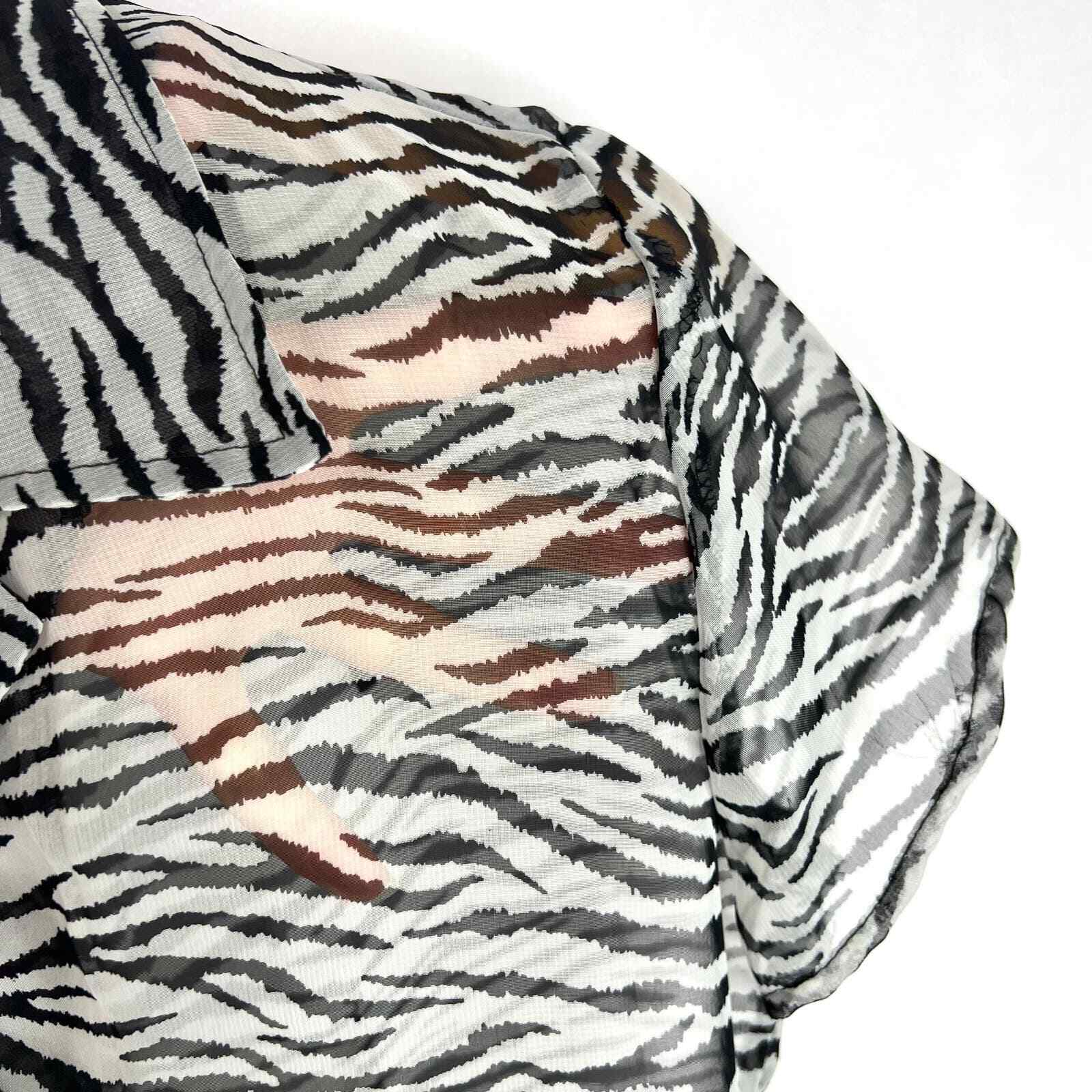 Vintage Dawn Joy Sheer Zebra Print Button Down Shirt … - Gem