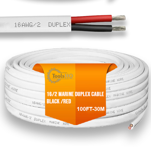 16 Gauge AWG Marine Grade Wire Tinned OFC Copper Duplex Cable 16/2 ...