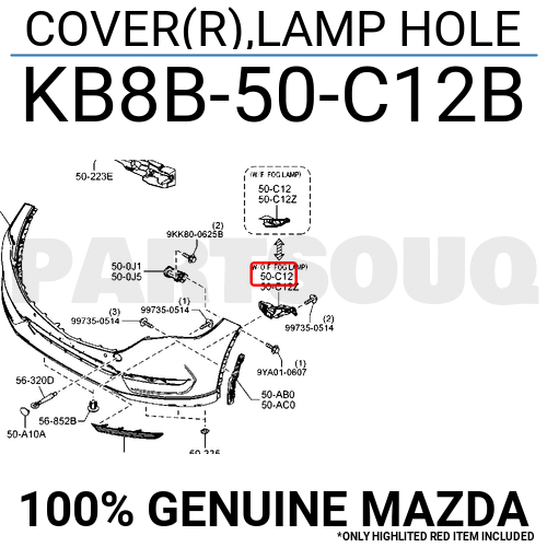 KB8B50C12B Genuine Mazda COVER(R),LAMP HOLE KB8B-50-C12B | eBay