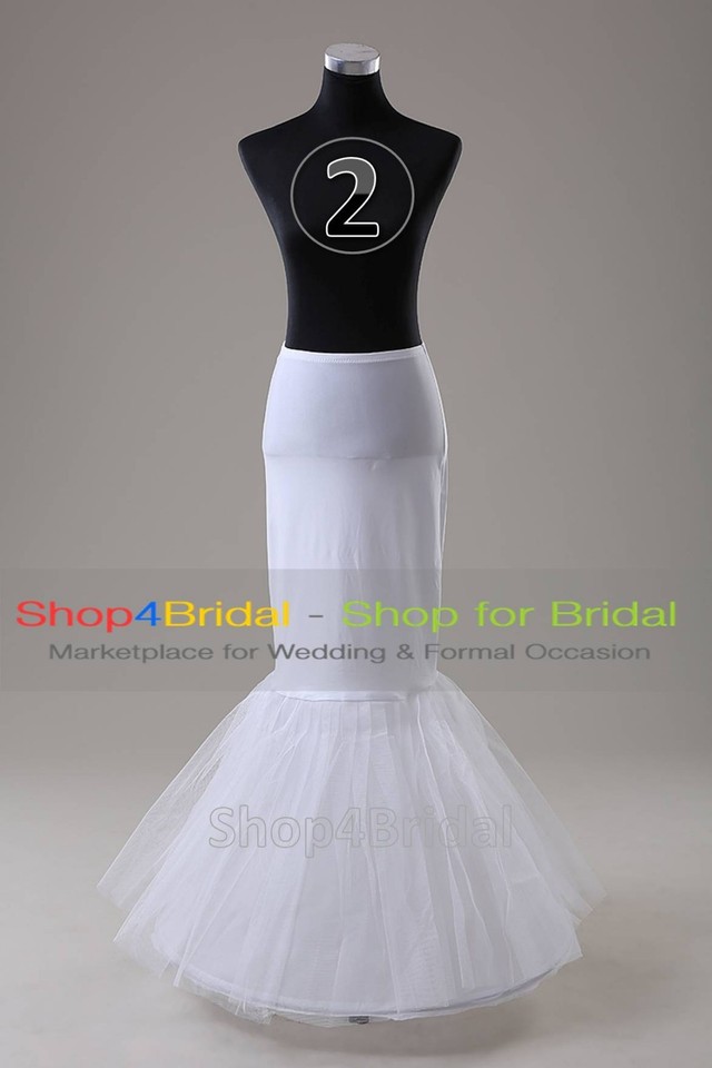 White Hoopless/1 Hoop/2 Hoop Cocktail Mermaid Fishtail Crinoline ...