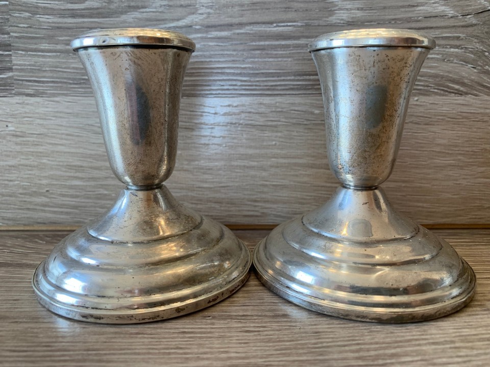 Vintage pair Garden Silversmiths Sterling Silver weighted Candlesticks ...