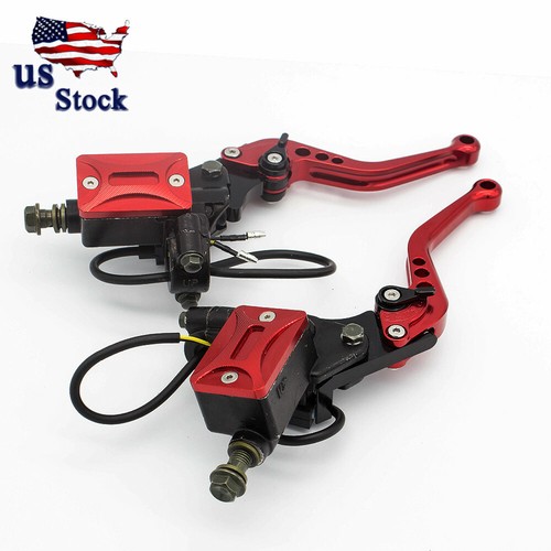 Aluminum Red Motorcycle Lever Handle Hydraulic clutch Brake Pump Master ...