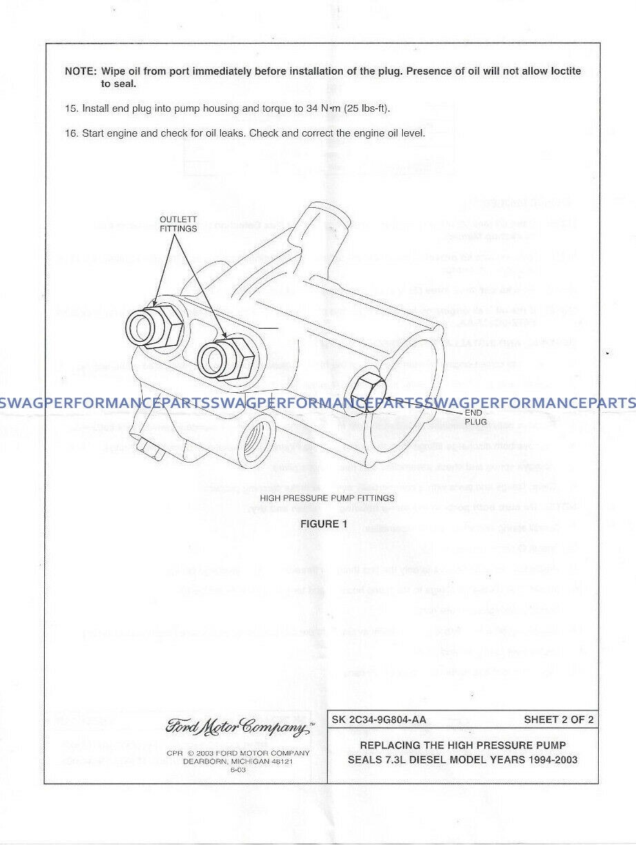 BOSTECH 7.3 7.3L HPOP High Pressure Oil Pump Non Serviceable Plug Oring ...