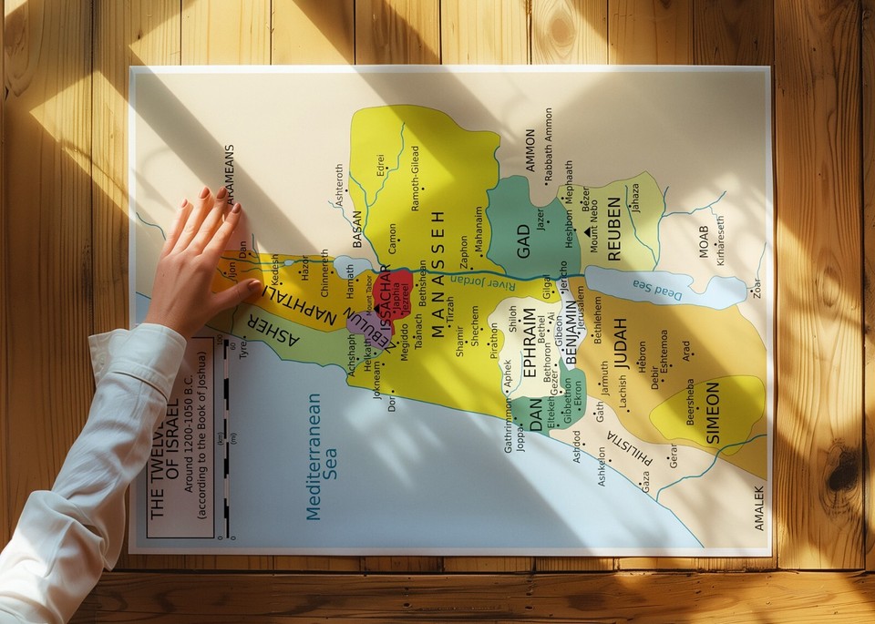 Map of 12 Tribes of Israel fr. 1200-1050 Book of Joshua Wall Art Poster ...