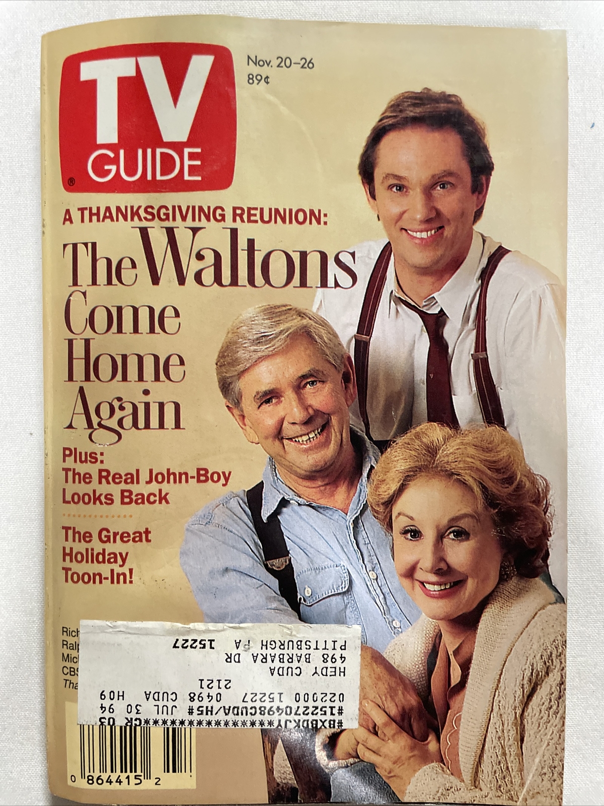 1993 November 20, TV Guide Magazine, The Waltons (SM6) | eBay