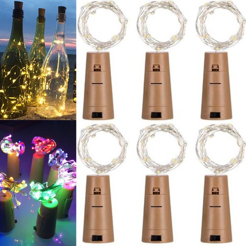 6 PACK Bottle Fairy String Lights Cork Christmas Wedding Party 2 Meter ...