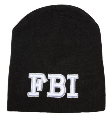 Cuffless Embroidered FBI Text Style Beanie - Black | eBay