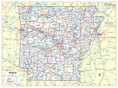 Arkansas State Wall Map Large Print Poster - 32"Wx24"H | eBay