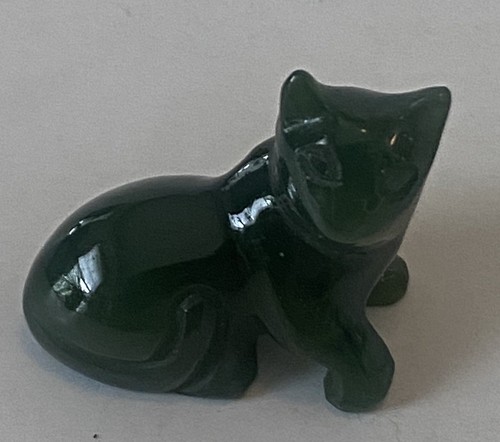 Vintage ~ Dark Green Jade Cat Figurine ~ Kitty Cat Purr ~ Mint ...