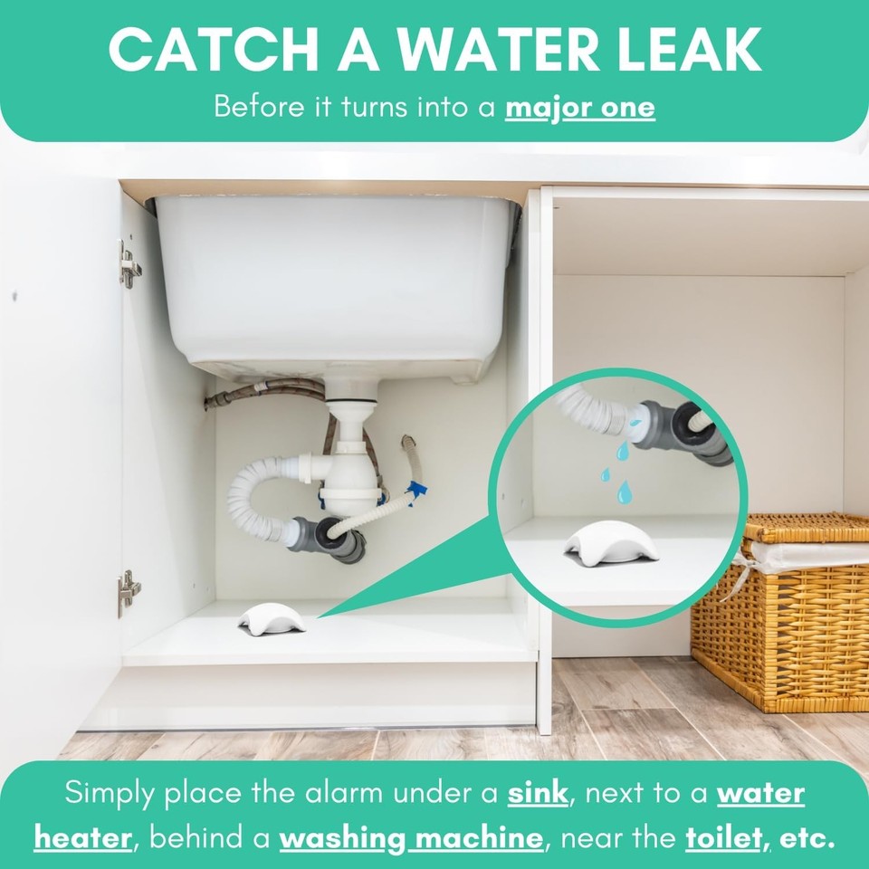 Water Leak Detector Alarm - 120dB Sensor - Easy White - 1 Pack | eBay