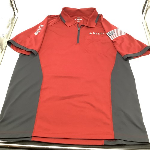 Lands End Delta Airlines Ramp Polo Collared Red Shirt Uniform Mens ...