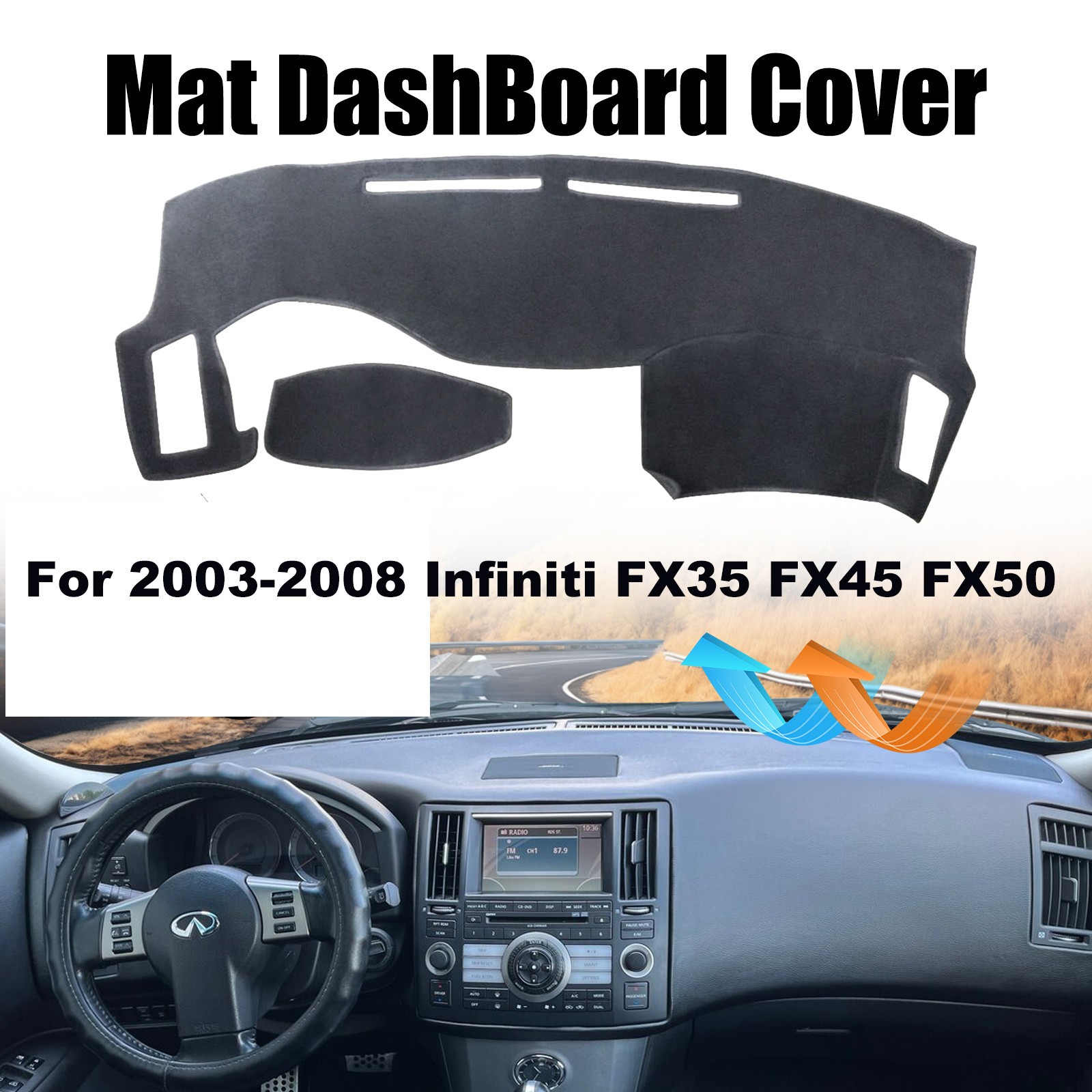 For 2003 - 2008 Infiniti FX35 FX45 FX50 Dashmat Dashboard Cover Dash ...