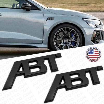 2pcs Audi Tuning ABT Sportsline Fender Badge Emblem Logo Matte Black ...
