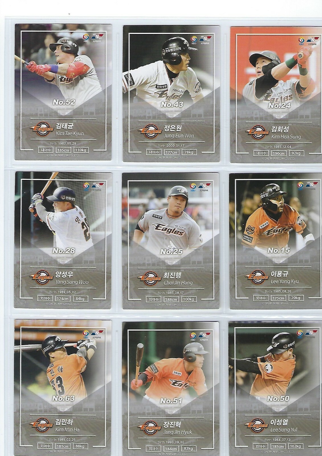 2018 SCC KBO Premium Collection Korea Baseball Card- HANWHA Eagles Team ...