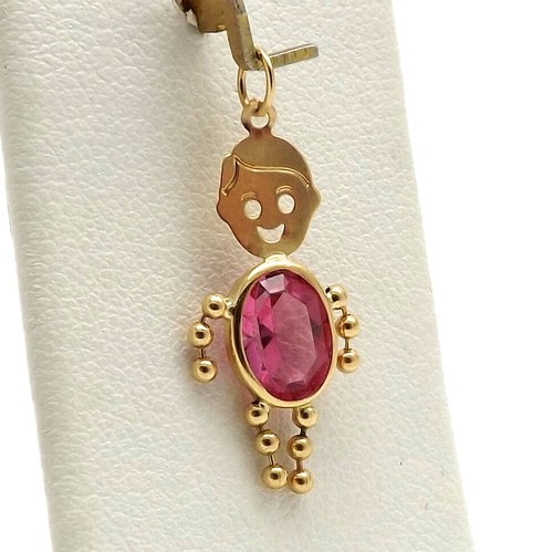 New 14k Gold October Birthstone Pink Little Boy Charm Pendant | eBay