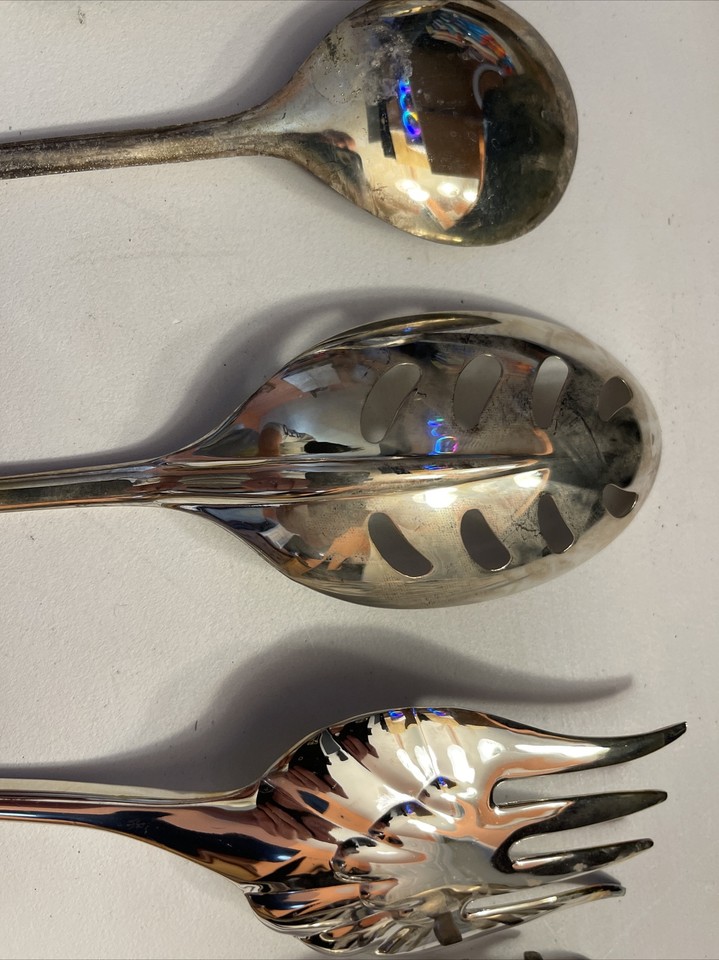 Lot 7 Royal Limited Silverplate Serving Set Gold Accent Kaufmann's May ...