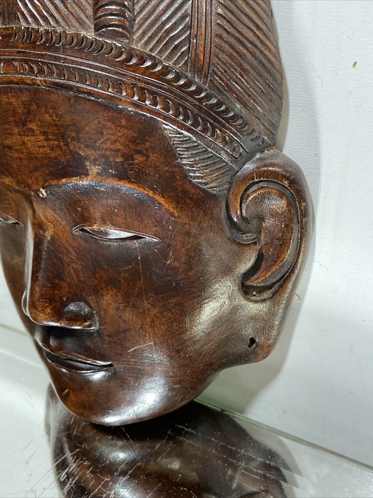 VTG. Balinese Woman Face Hand Carved Solid Wood Mask BALI Wall Art ...