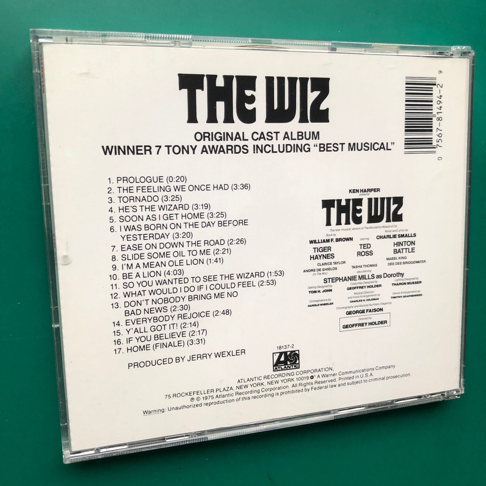 Charlie Smalls THE WIZ Super Soul Musical Soundtrack CD Wizard Oz Disco ...