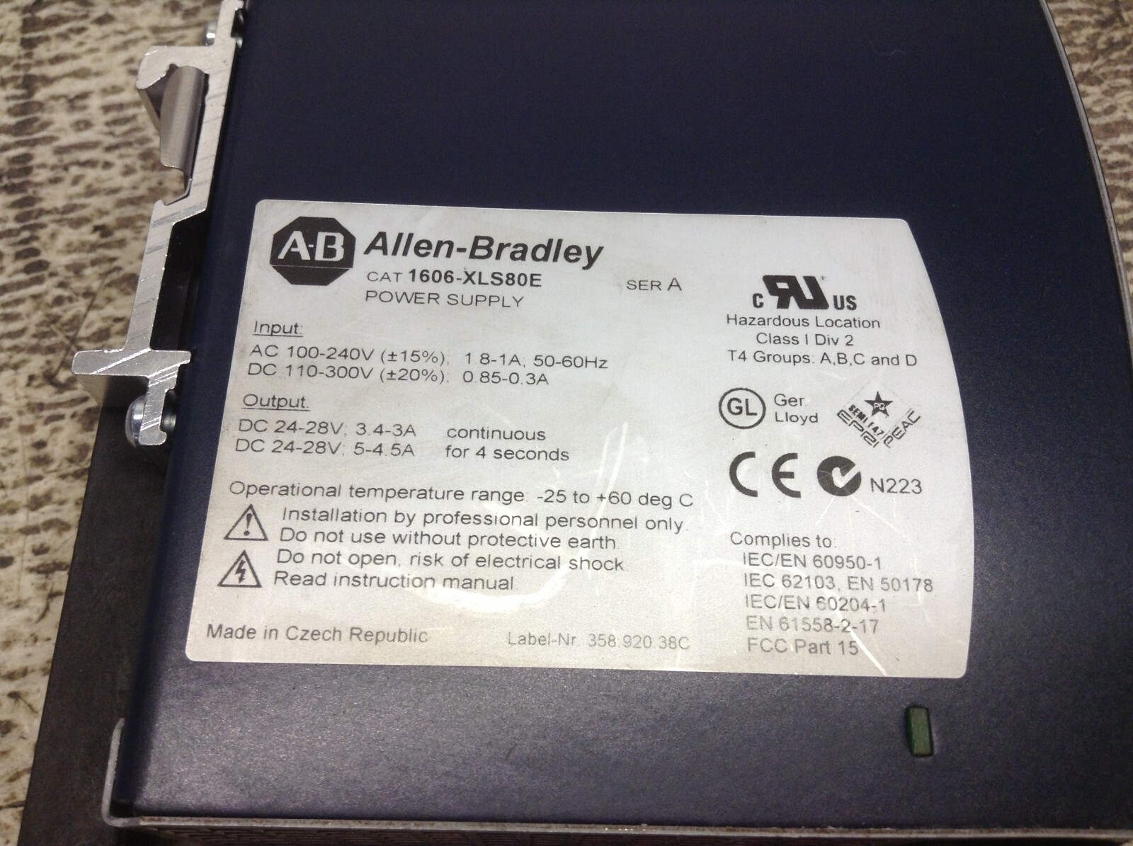 Allen Bradley 1606-XLS80E 3.4 A 24 VDC Power Supply 1606XLS80E 1606-XL ...