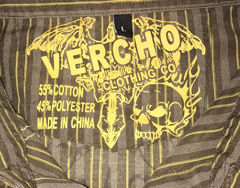 VERCHO Clothing Co LS Button Up Graphic Shirt. Sz. L. , Brown. EUC | eBay