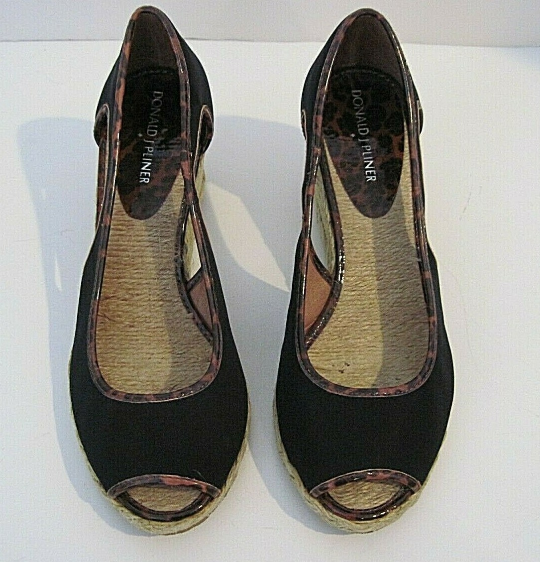 Donald J Pliner Charlot Black Women Peep Toe Espadrilles Wedge Heel ...
