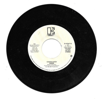 45 RPM ELEKTRA RECORD CHARLIE RICH A MAN JUST DON'T KNOW / MARIE RADIO ...