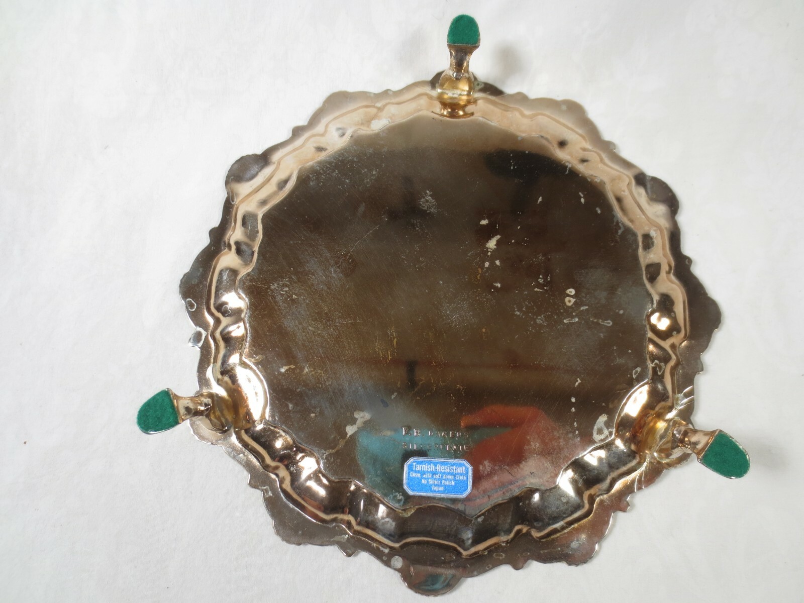 Vintage footed FB Rogers Silverplate Tray w scalloped edges & elk ...