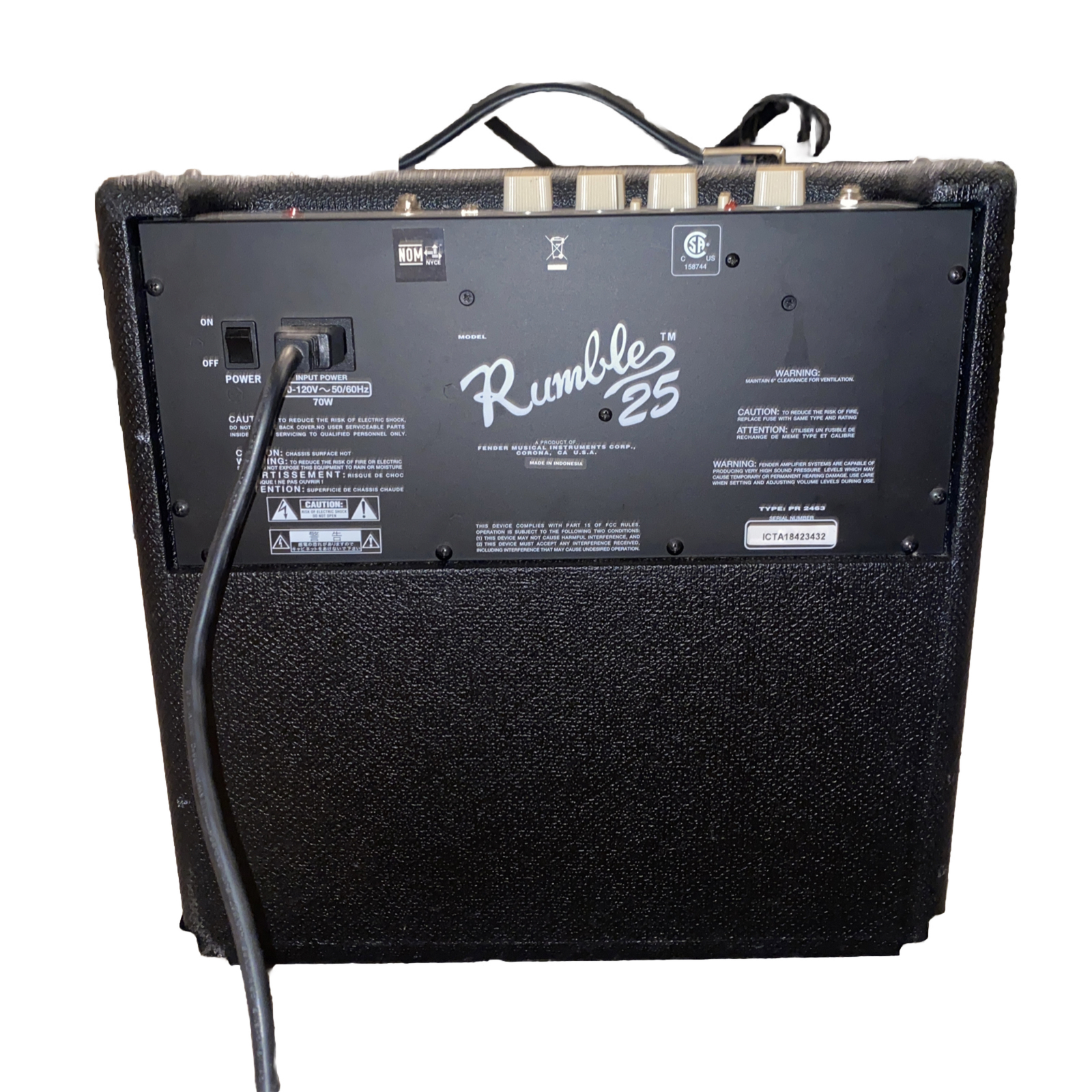 Fender Rumble 25 100-120V 50-60Hz 70W 8" Speaker Bass Combo Amplifier ...