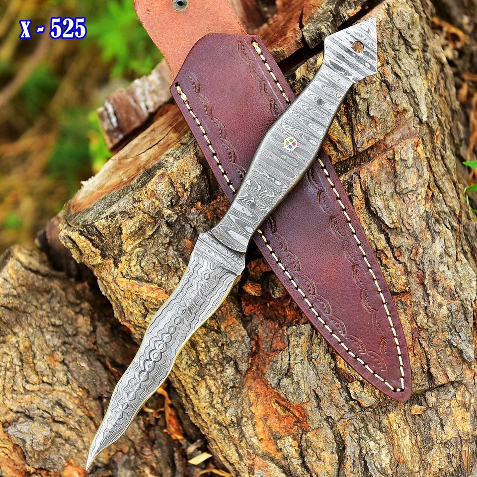 Double-Edged Damascus steel Kris Blade Dagger boot Knife Hunting Survival EDC | eBay