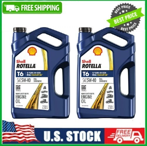 2 Pack Shell Rotella T6 Full Synthetic 5W-40 Diesel Engine Oil, 1 ...