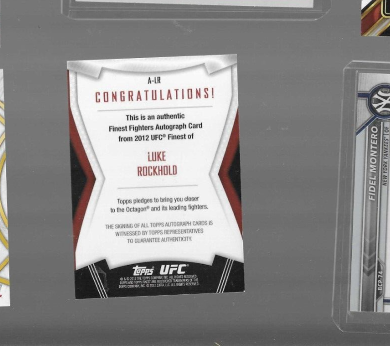 Luke Rockhold Auto 2012 Topps UFC Finest Autograph signed First 1st ...