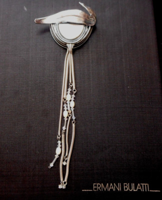 Vintage Signed Ermani Bulatti Old Silver Plated Art Deco Dangle Brooch ...