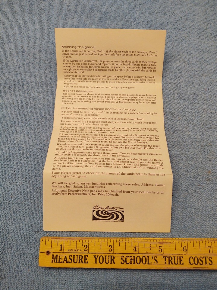 OLD Official Clue Game Rules For Play Pamphlet Manual c. 1949- 1950 | eBay