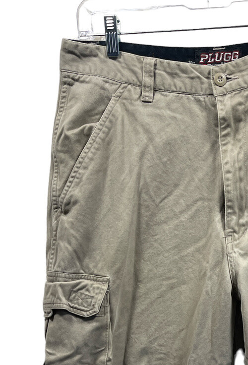 Plugg Jeans Company Men's Beige Flat Front Pants Cargo Straight Legs ...