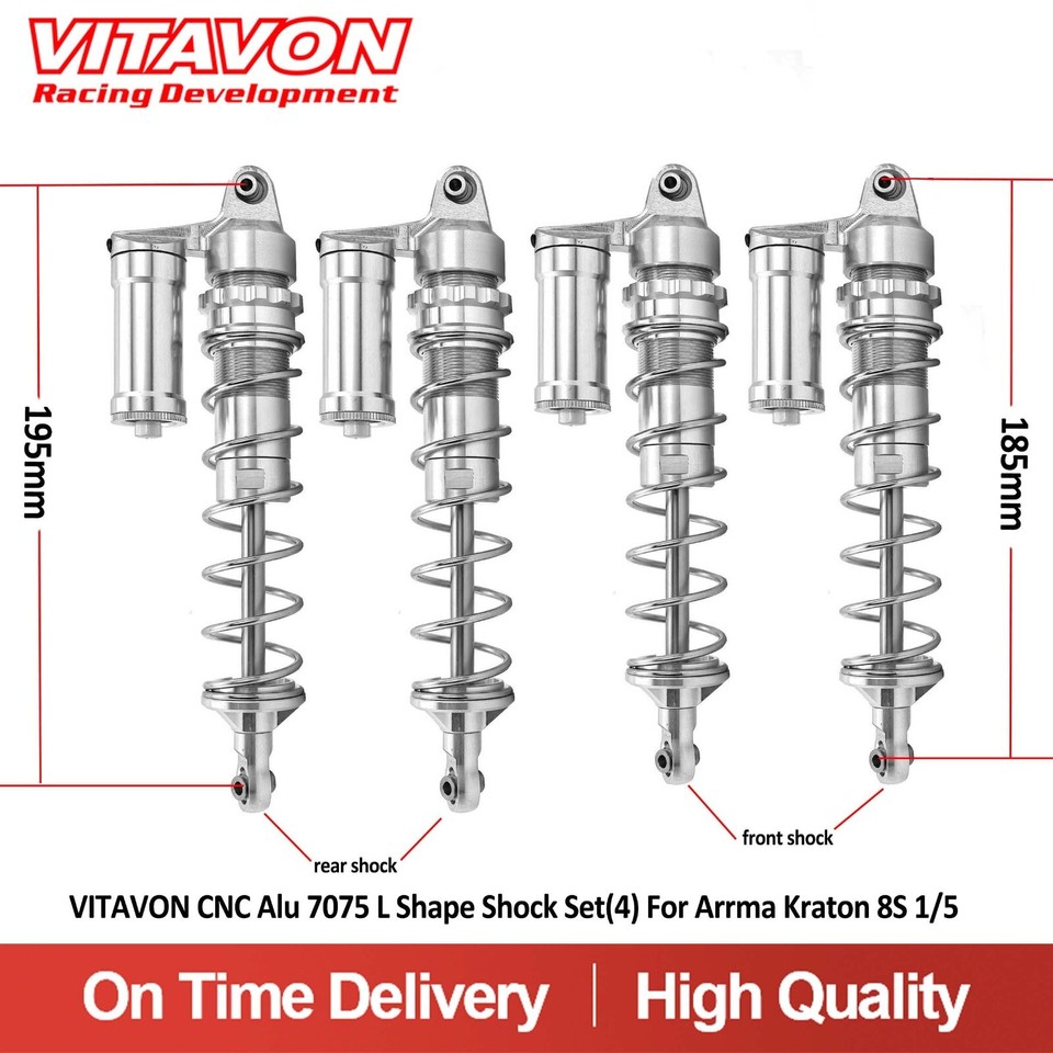 Vitavon CNC Alu 7075 L Shape Front&Rear Shock Set(4) For Arrma Kraton ...