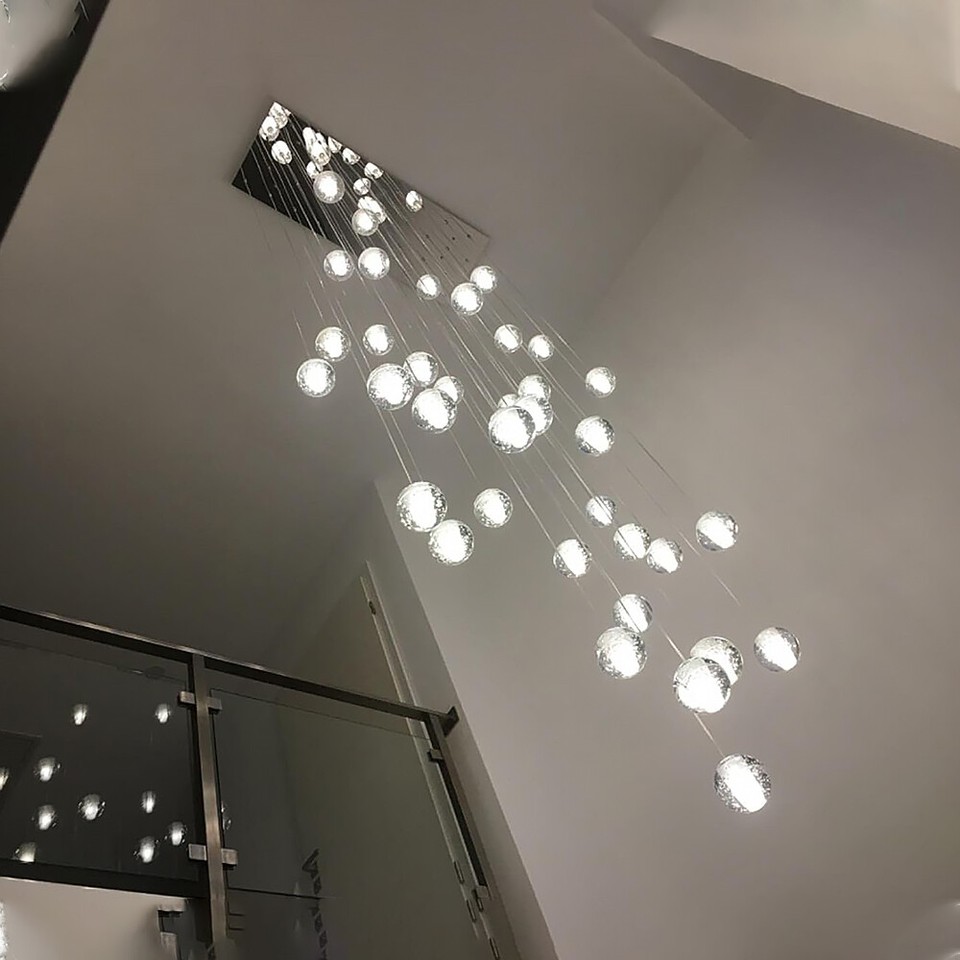 Modern G4 LED Bubble Crystal Round ball Ceiling Light Room Stair ...