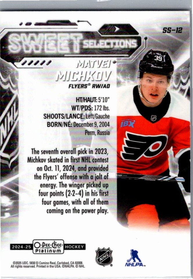 2024-25 O-Pee-Chee Platinum Sweet Selections Matvei Michkov RC ...
