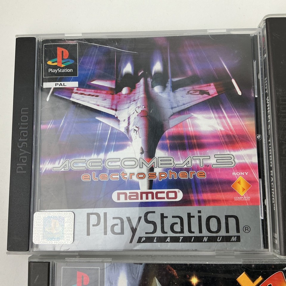PlayStation 1 Games Bundle Gran Trurismo, Ace Combat 3, Hot Wheels (V1 ...