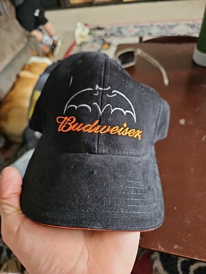 Vintage Budweiser Hat Bat Embroidered Spellout Black … - Gem