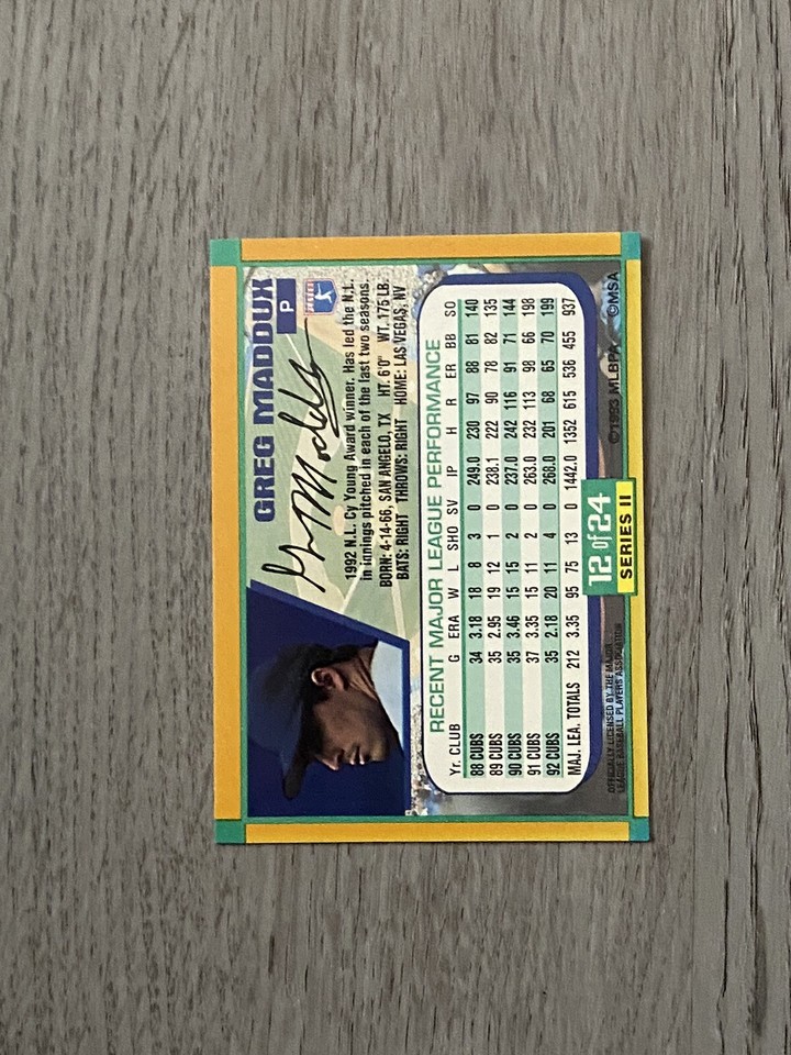 1993 MLB Duracell Baseball | Greg Maddux | #12 | Chicago Cubs | eBay