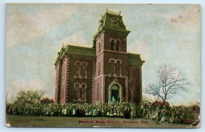 POSTCARD Denison High School Texas 1910 Group Photo Students | eBay