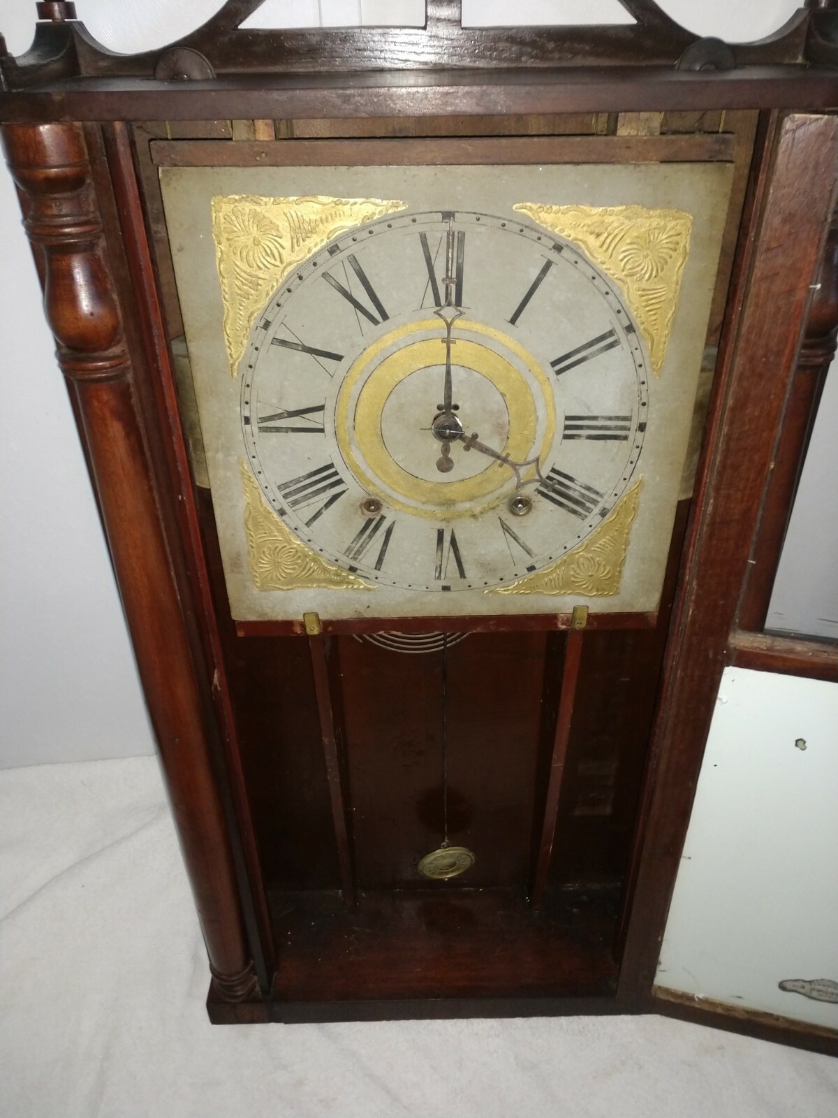 Antique weight driven pendulum wind up wall mantle clock | eBay