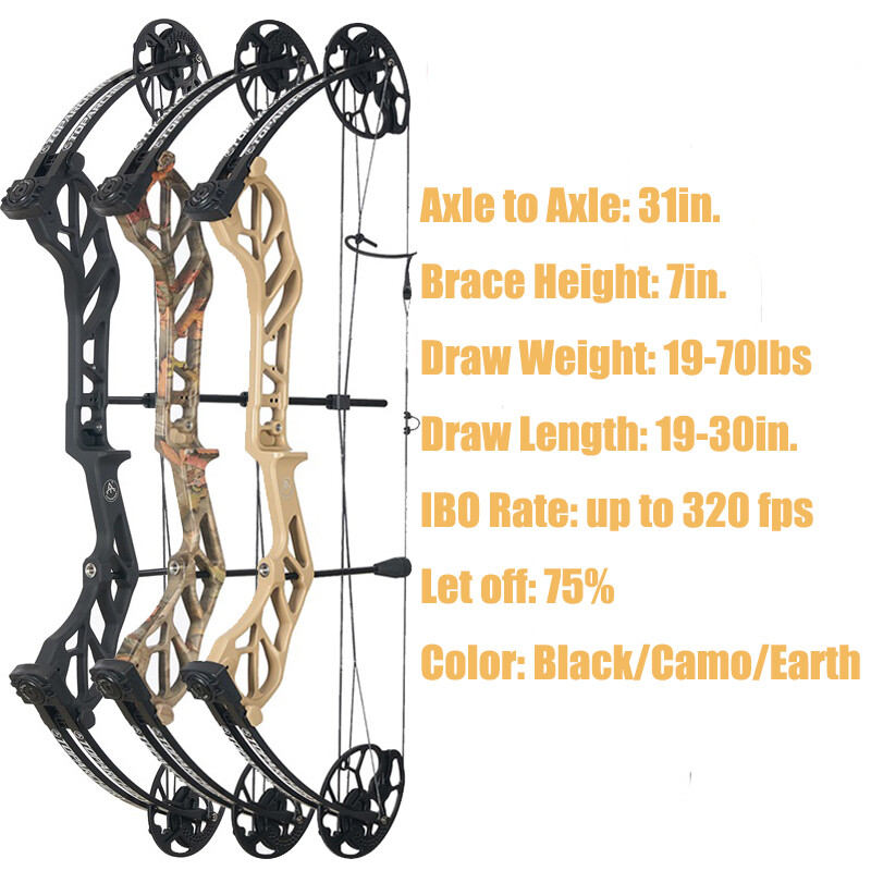 RH Compound Bow 19-70 lbs Adjustable Hunting & Target Shooting Set for ...